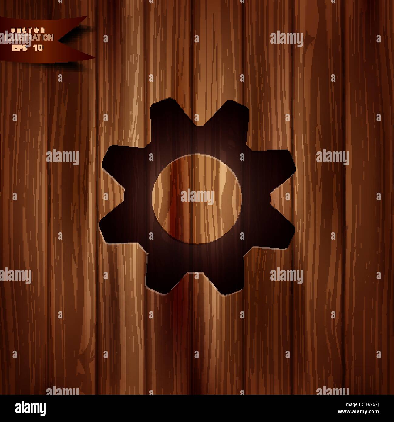 Settings icon. Gear symbol. Tools. Wooden texture Stock Vector Image ...