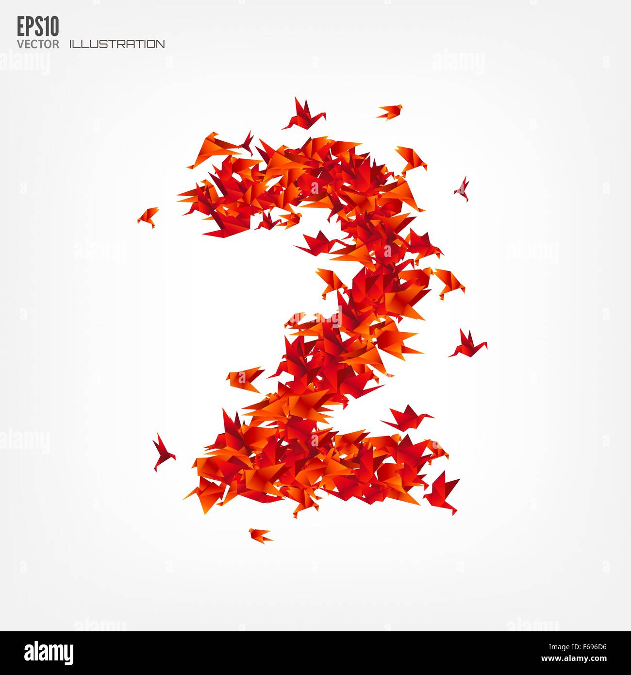Number 2. Numbers with origami paper bird on abstract background Stock ...