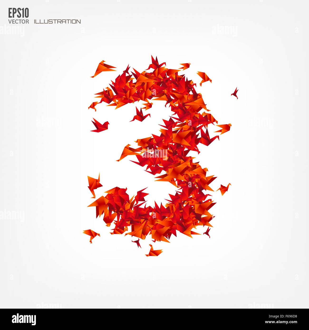 Number 3. Numbers with origami paper bird on abstract background Stock ...