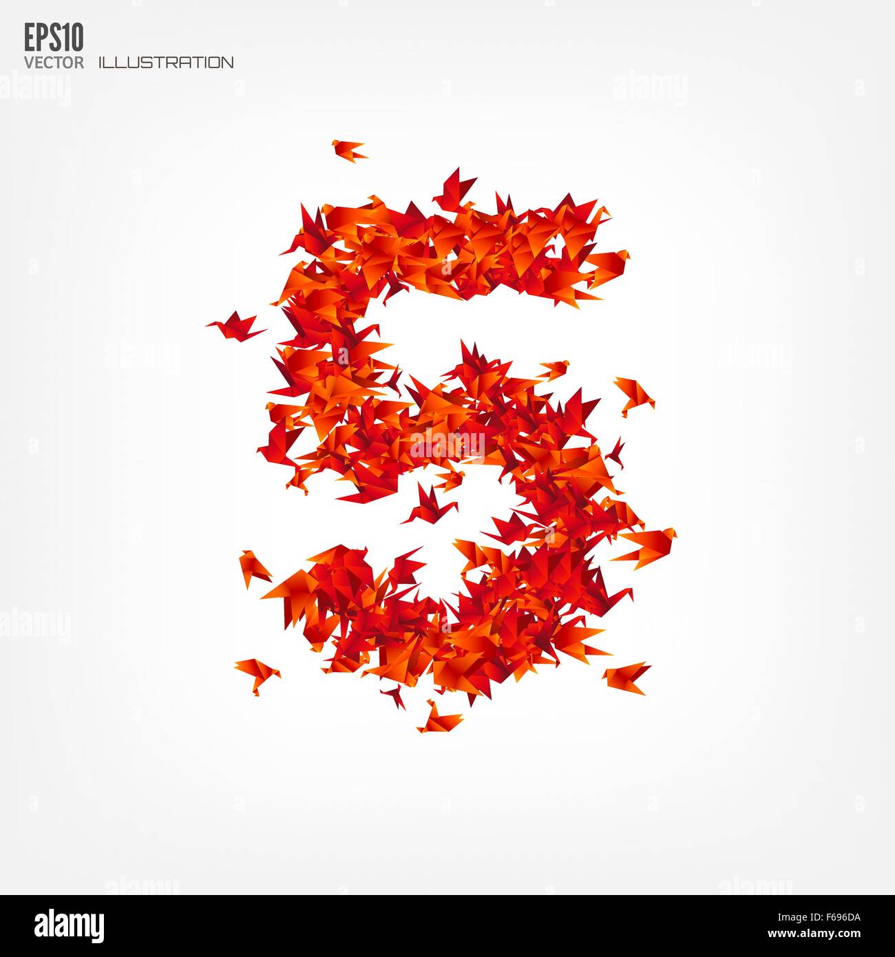 Number 5. Numbers with origami paper bird on abstract background Stock ...