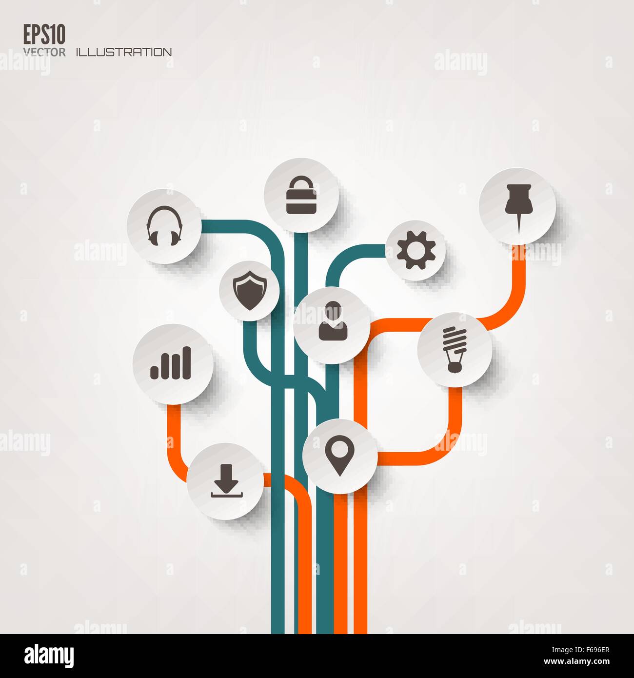 Icon tree. Flat abstract background with web icons. Interface symbols ...