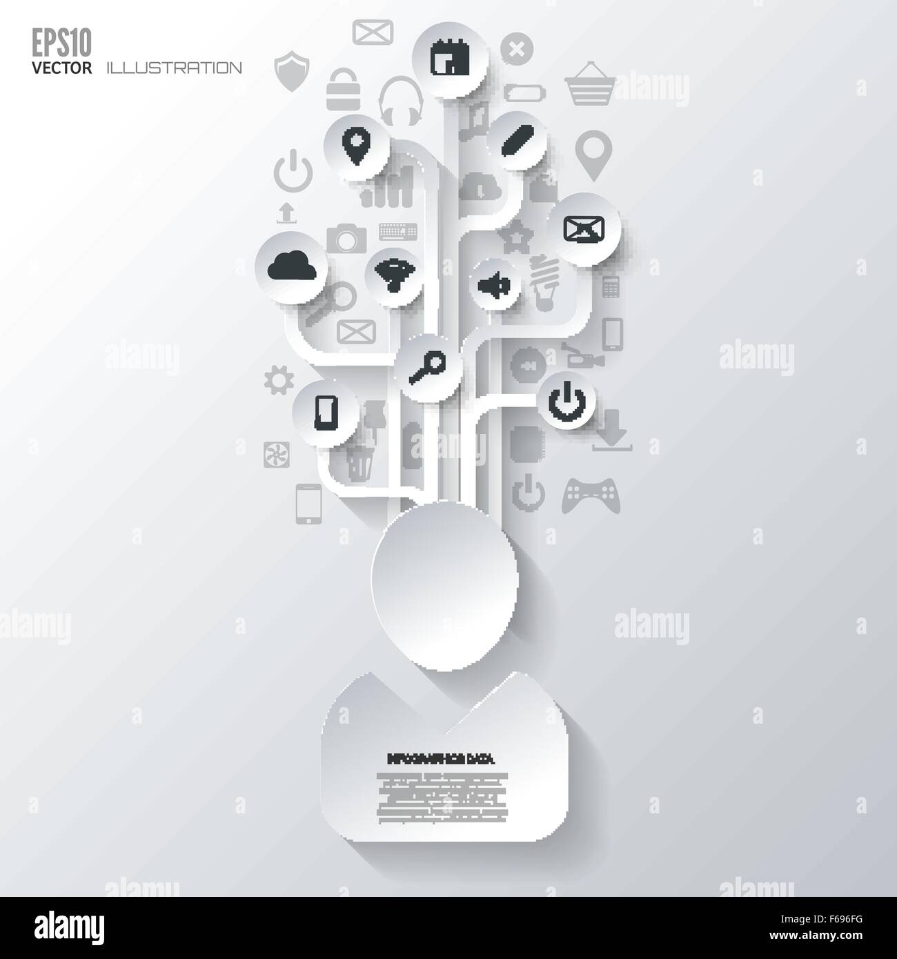 Icon tree. Flat abstract background with web icons. Interface symbols ...