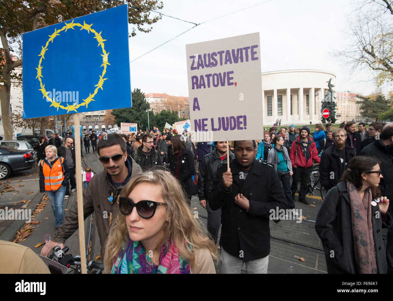 Zagreb, Croatia. 14th Nov, 2015. People take part in a anti-terrorism ...