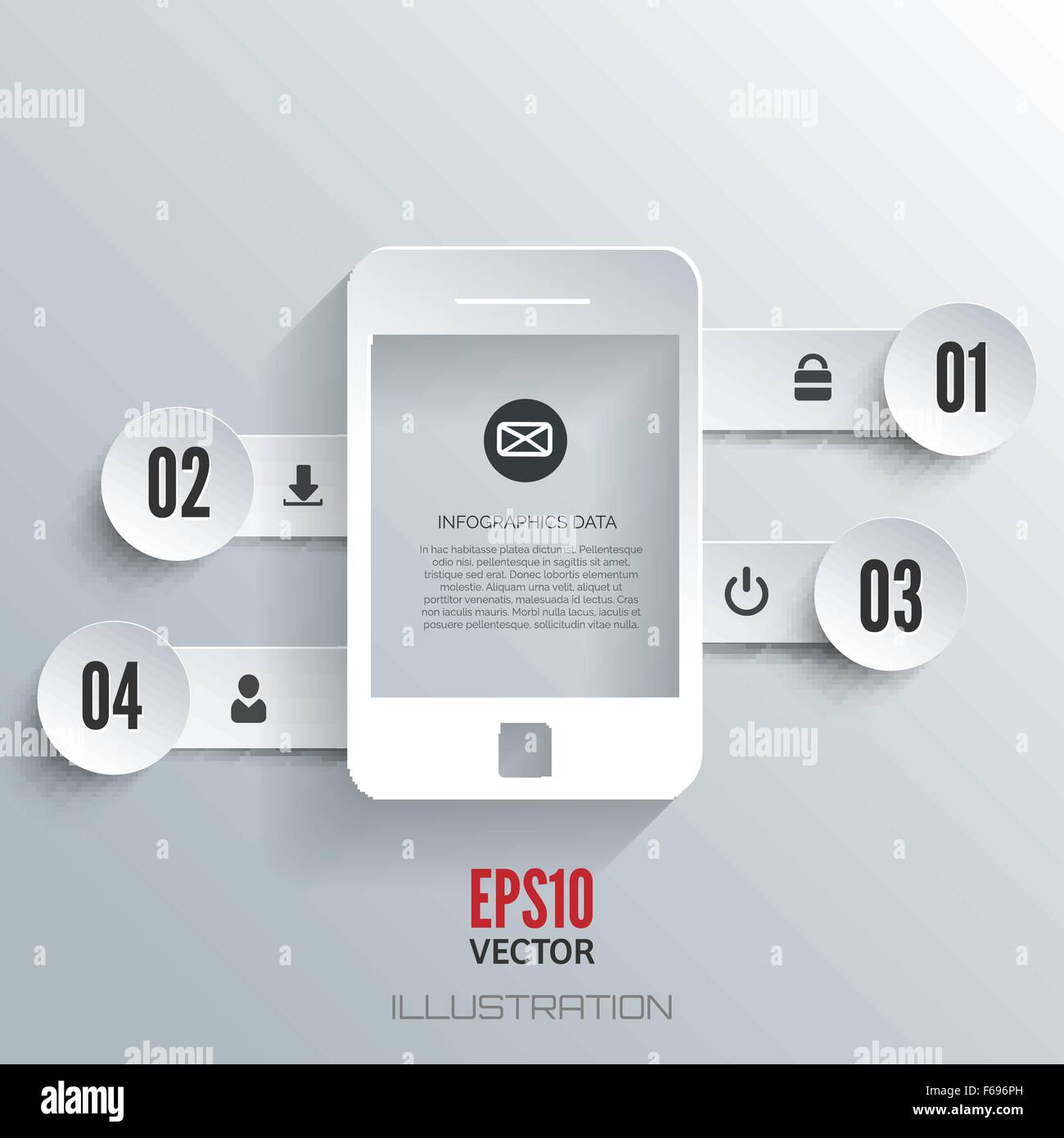 Cloud computing background with web icons. Social network. Mobile app ...