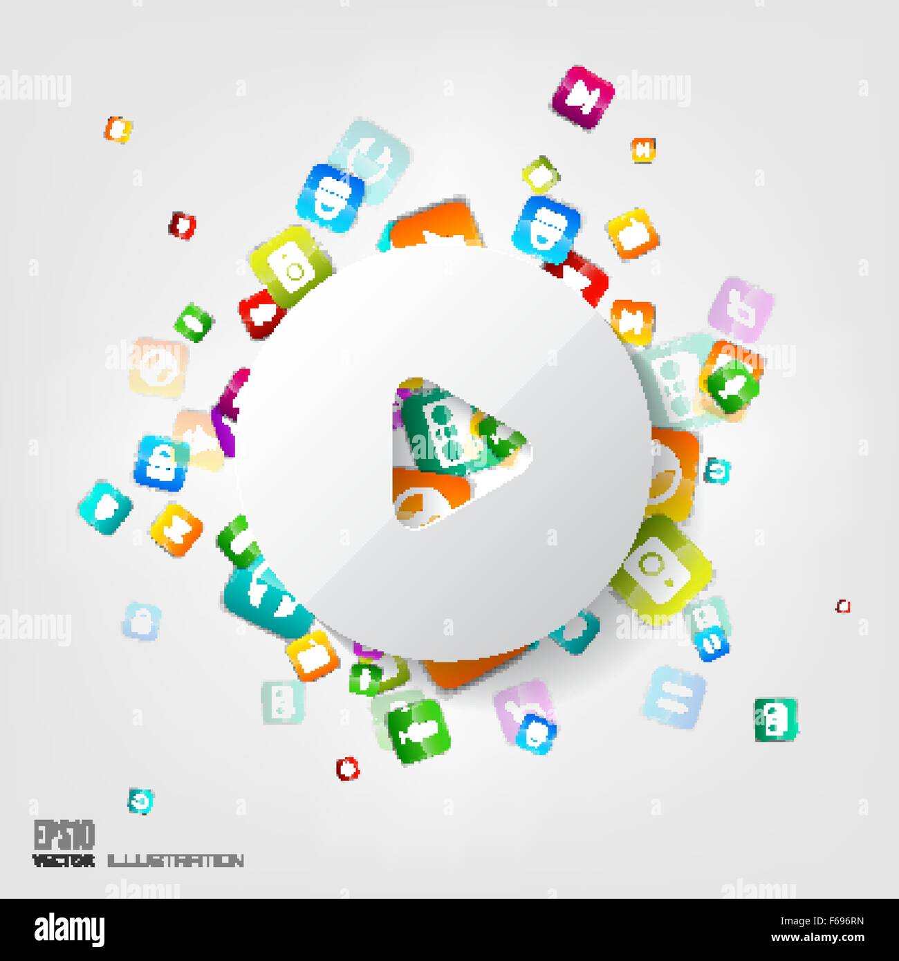 Play button icon. Application button.Social media.Cloud computing Stock ...