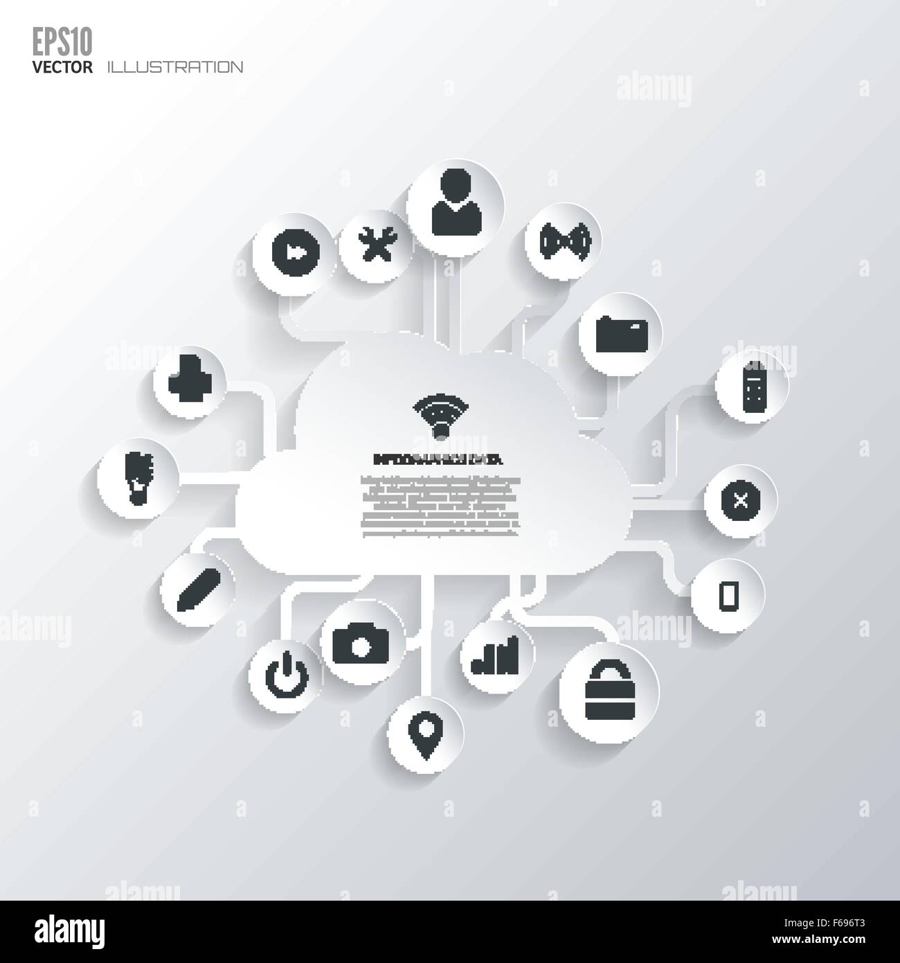 Cloud icon. Flat abstract background with web icons. Interface symbols ...