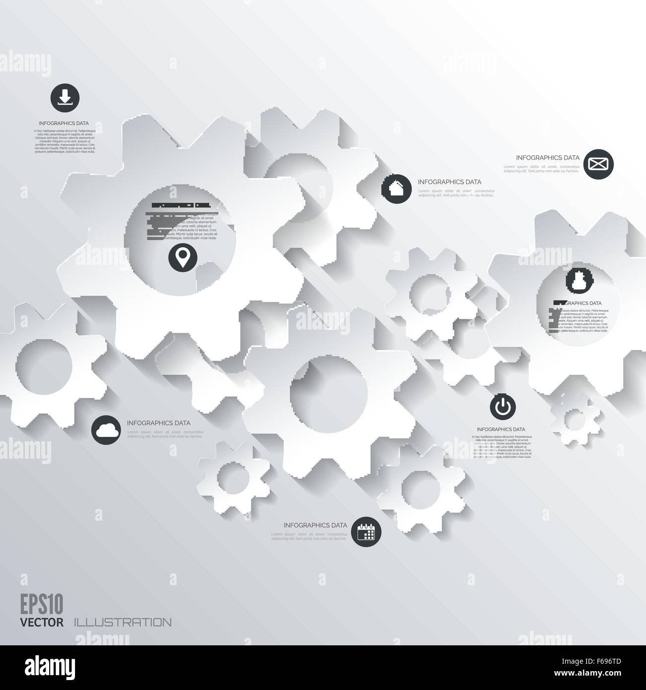 Settings icon. Flat abstract background with web icons. Interface ...