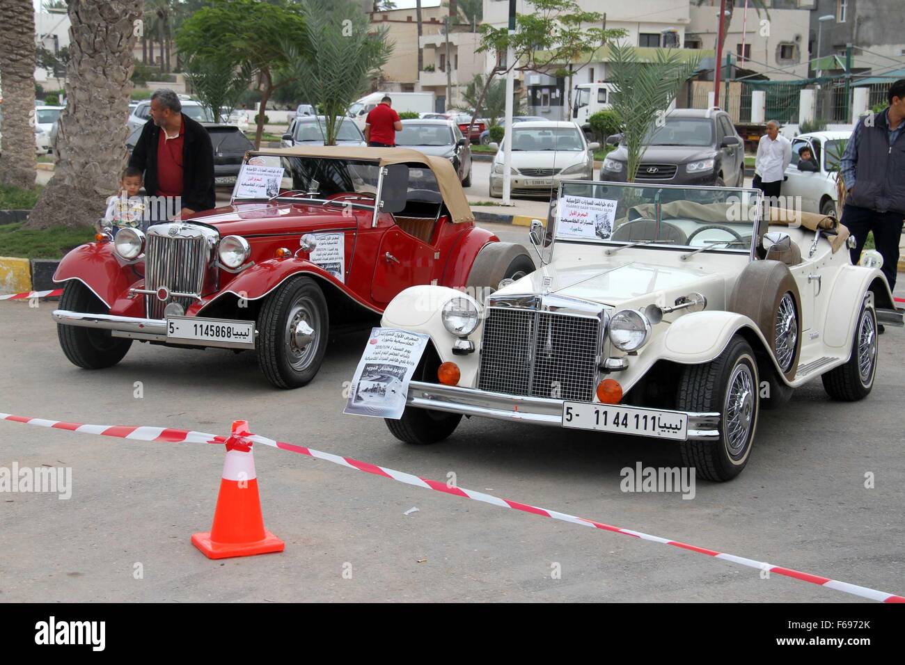 Tripoli, Libya. 14th Nov, 2015. Some Libyans watch vintage cars in a vintage car show in Tripoli ...