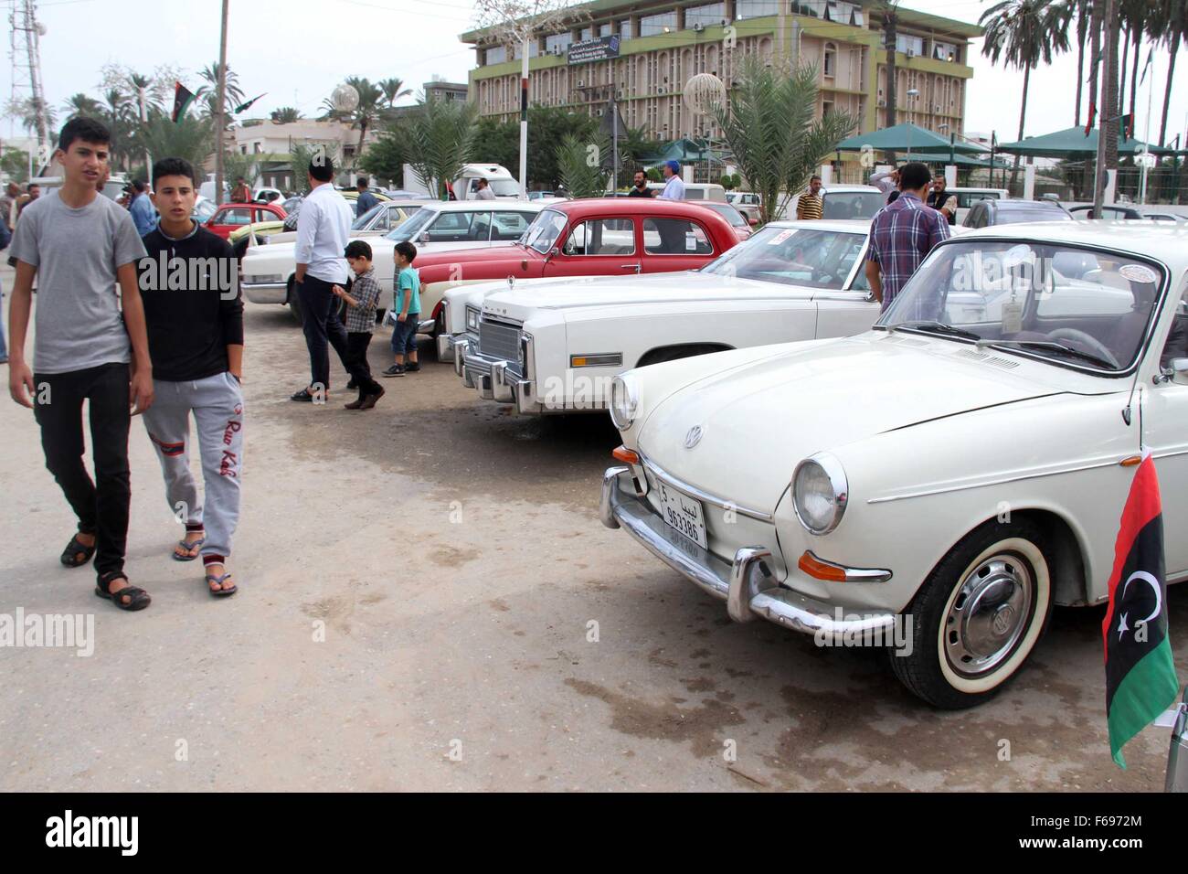 Tripoli, Libya. 14th Nov, 2015. Some Libyans watch vintage cars in a ...