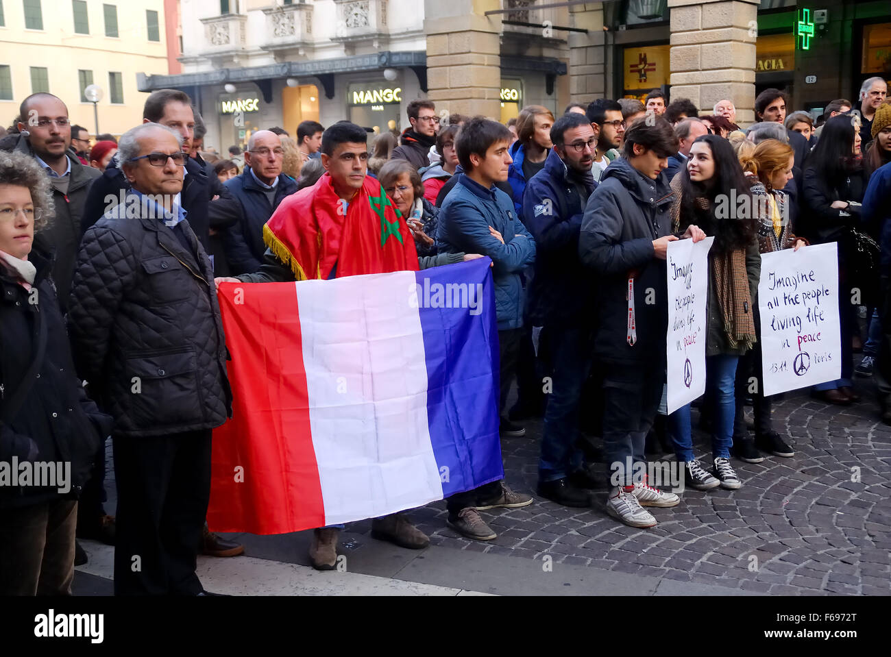 Padua, November 14th, 2015. Flash mob in solidarity with French people ...