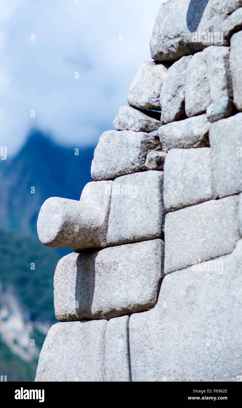 Close up of architectural detail at Machu Picchu building Stock Photo ...