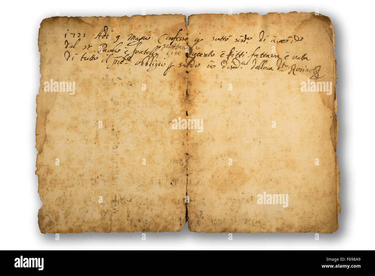 Old sheet paper written Cut Out Stock Images & Pictures - Alamy