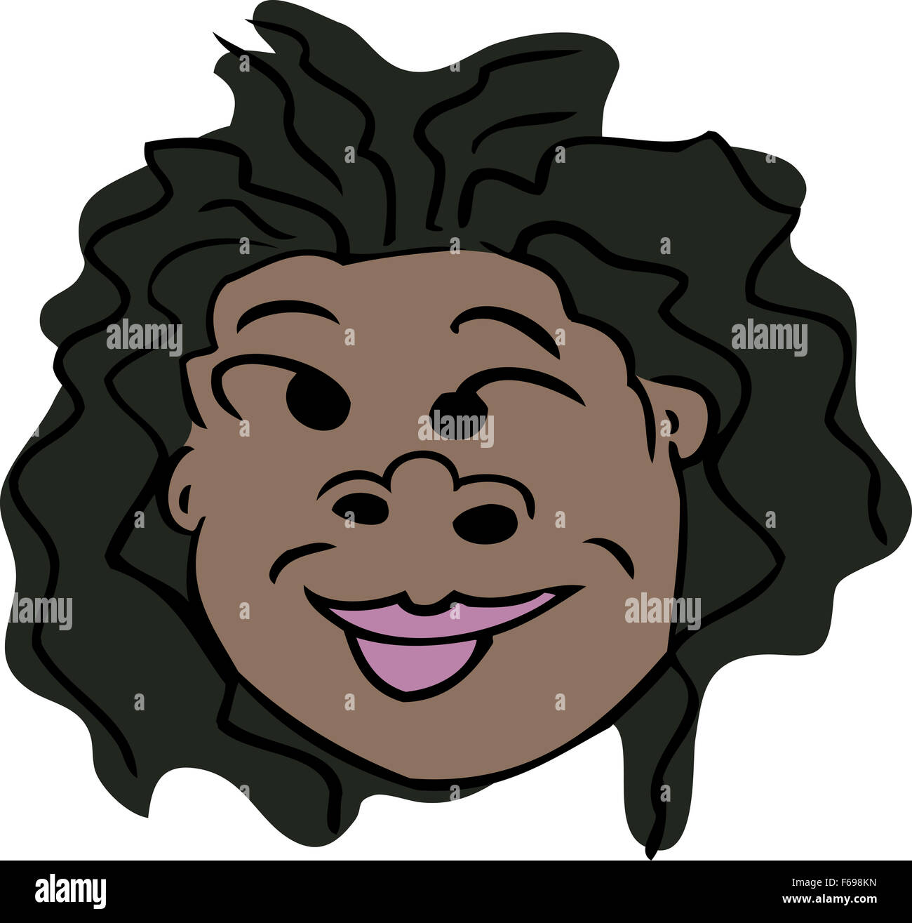 Close up cartoon woman with grin over white background Stock Photo - Alamy