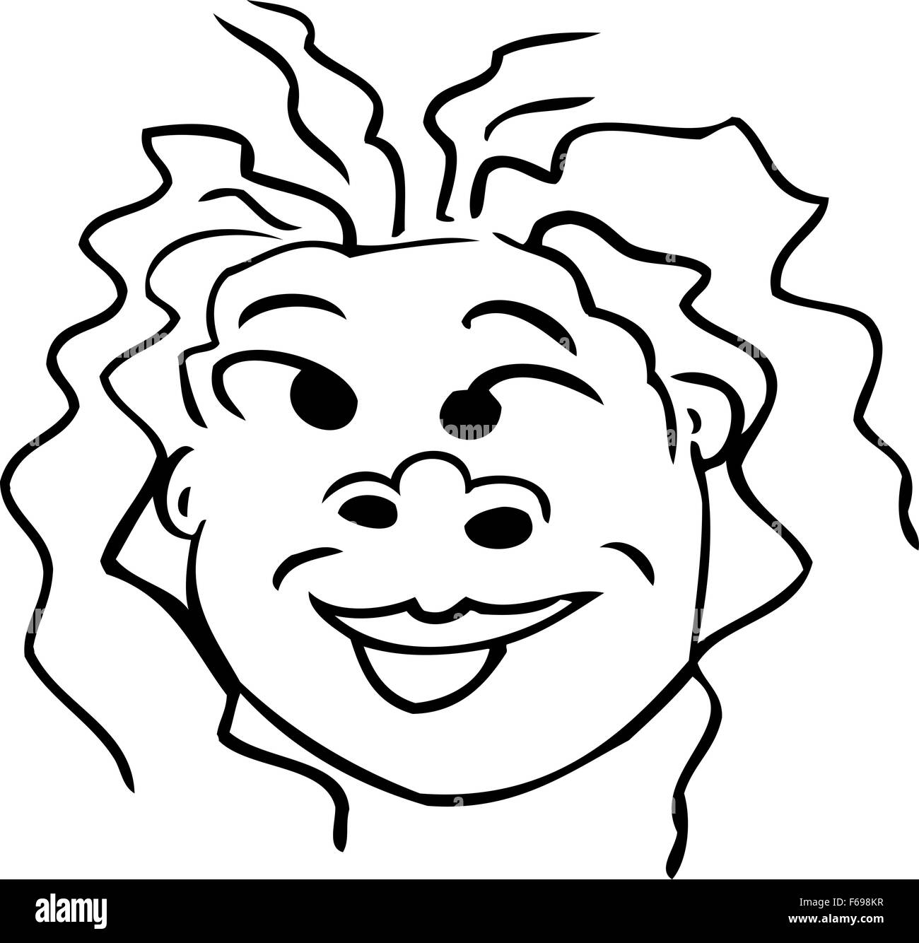 Outlined cartoon woman with grin over white background Stock Photo - Alamy