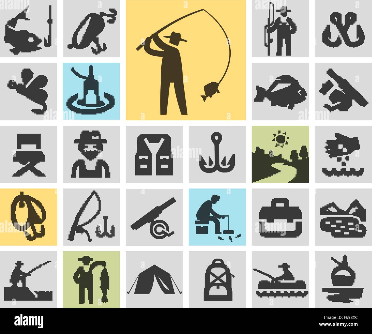 fishing set black icons. signs and symbols Stock Vector Image & Art - Alamy