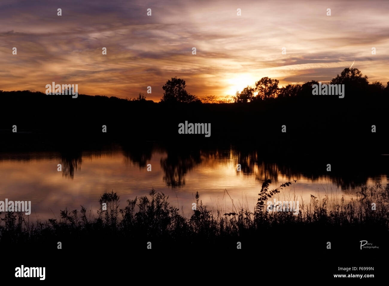 Sunset over Towell Lake Stock Photo - Alamy