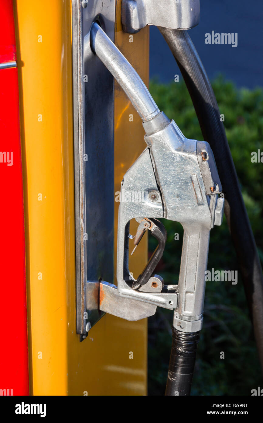 Blue gasoline fuel pump nozzle hi-res stock photography and images - Alamy