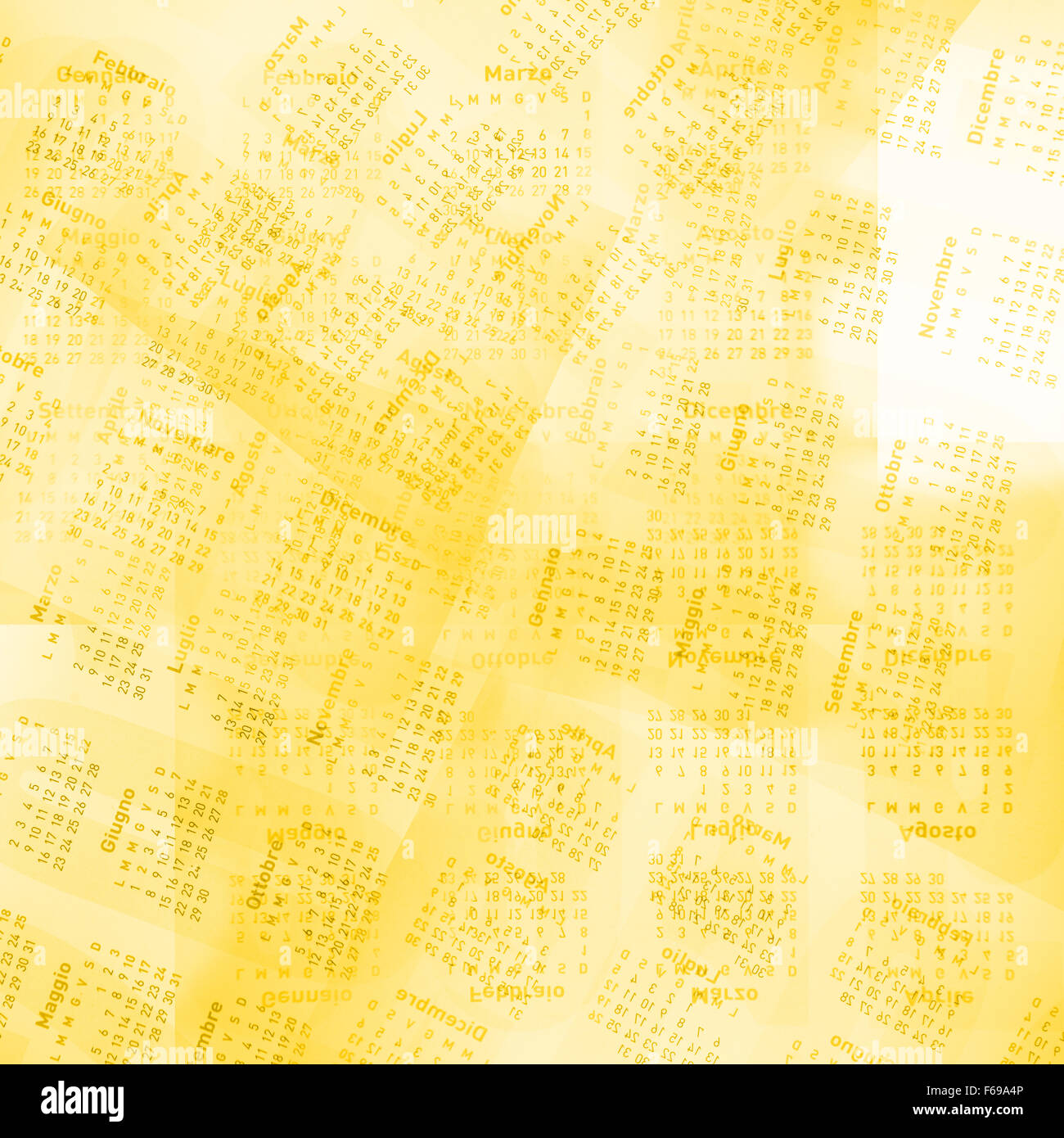 Abstract golden-tint background with calendar concept and Italian month ...