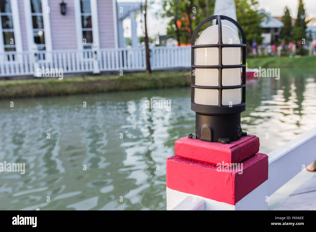 lamp posts on a pier Stock Photo - Alamy
