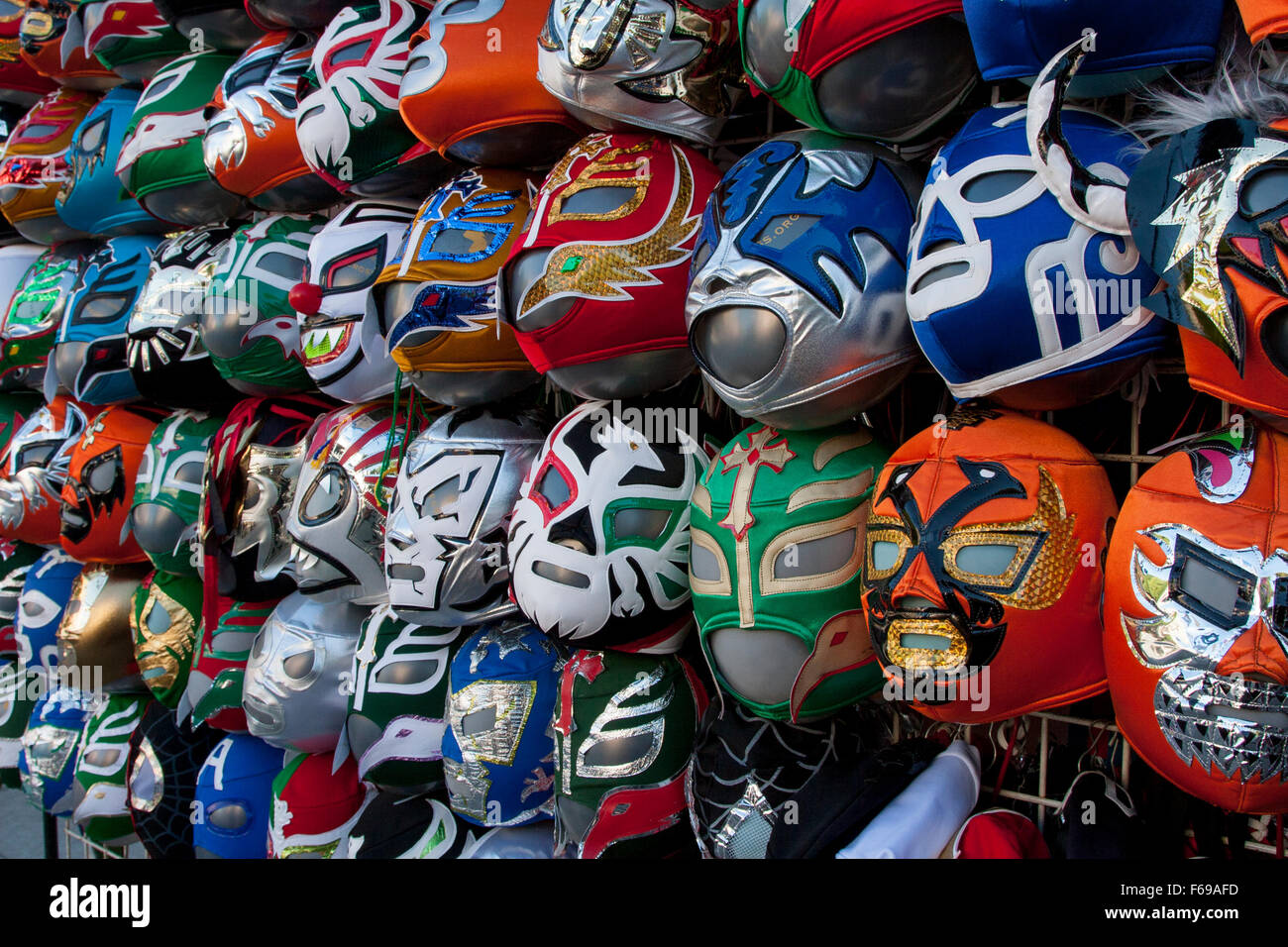 Lucha Libre masks in front of a shop on 24th Street in The Mission in ...