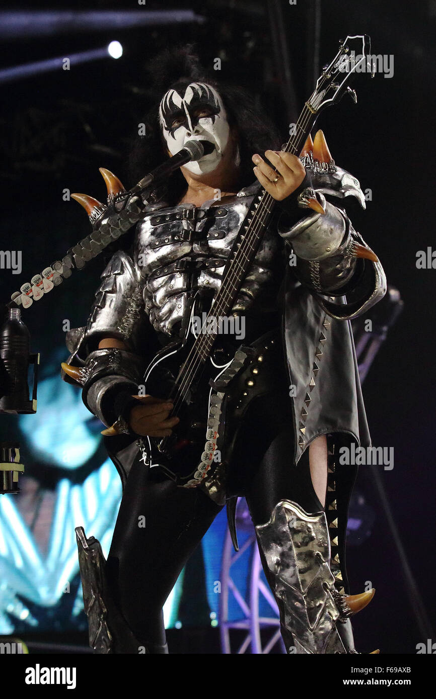KISS performing live on stage at the Brisbane Entertainment Centre ...