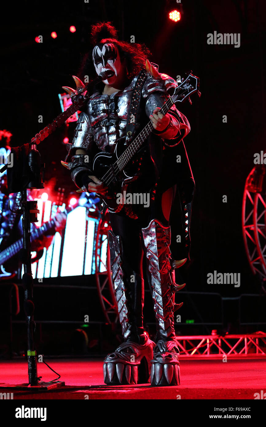 KISS performing live on stage at the Brisbane Entertainment Centre ...
