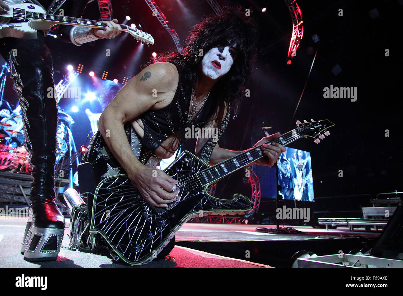 KISS performing live on stage at the Brisbane Entertainment Centre ...