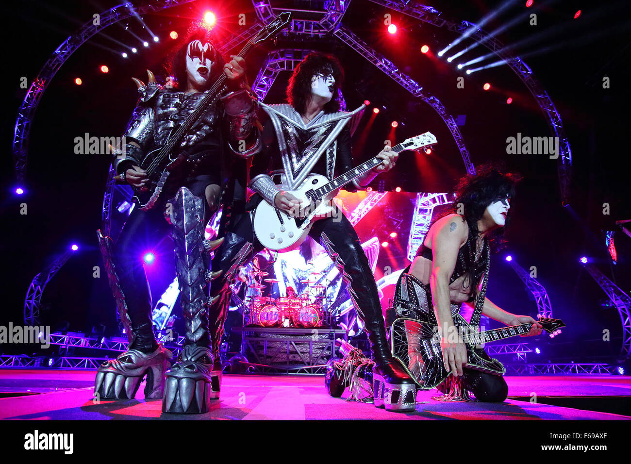 KISS performing live on stage at the Brisbane Entertainment Centre ...