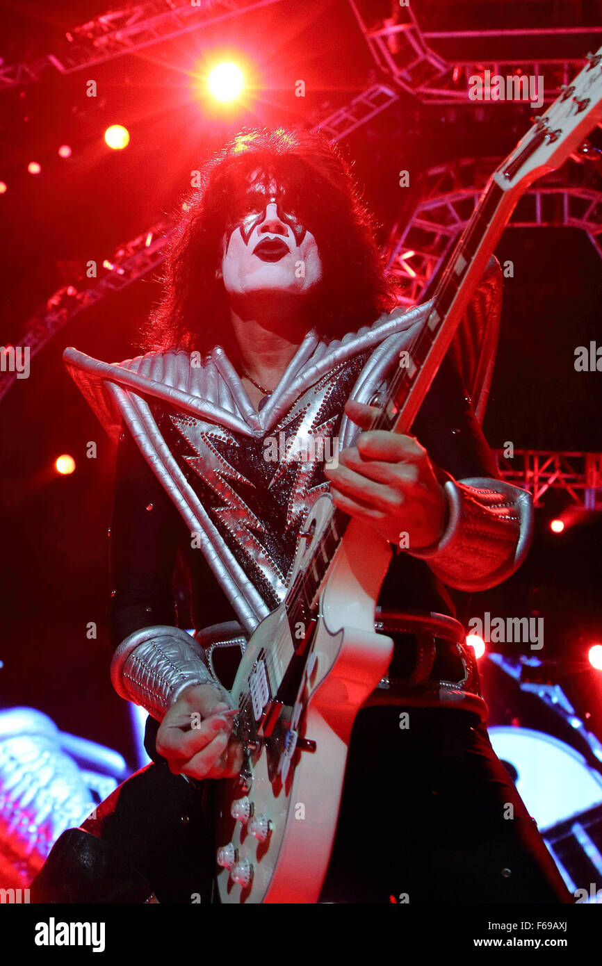 KISS performing live on stage at the Brisbane Entertainment Centre ...