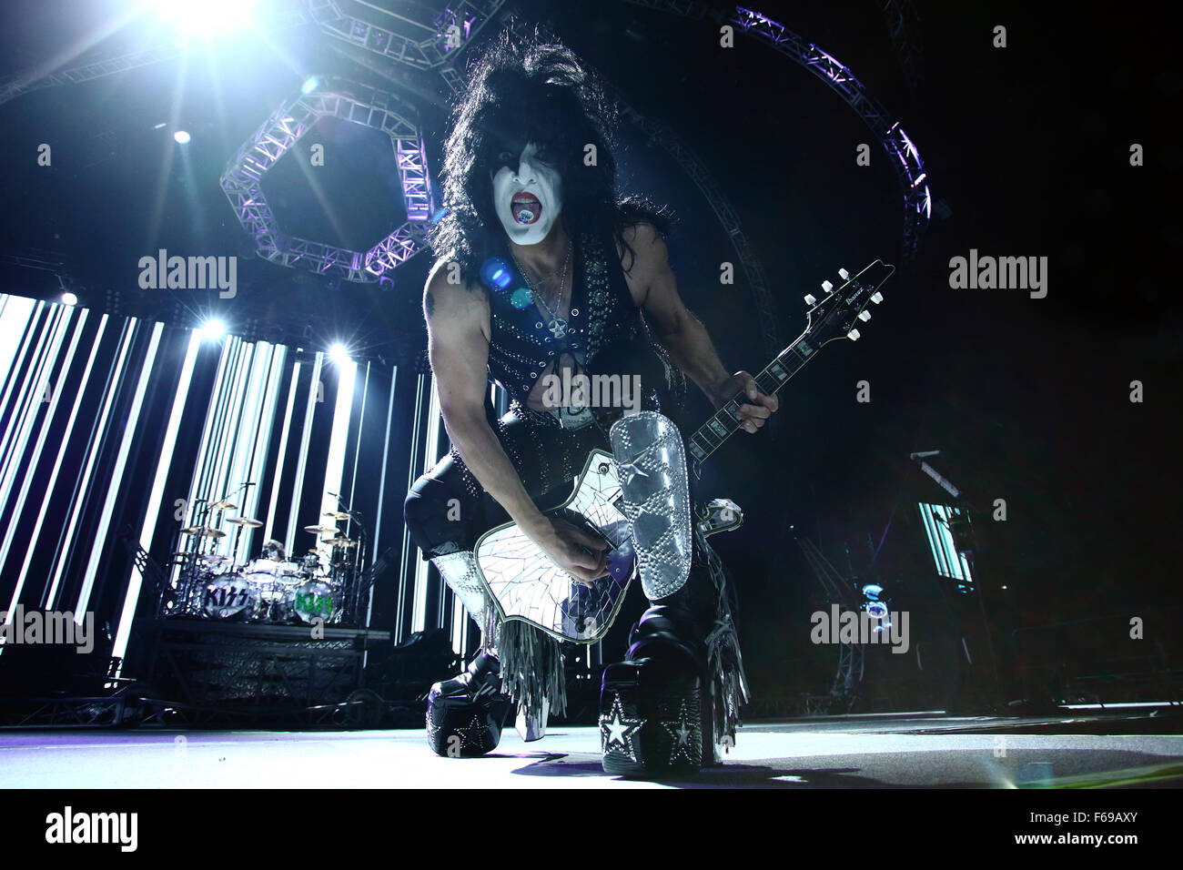 KISS performing live on stage at the Brisbane Entertainment Centre ...