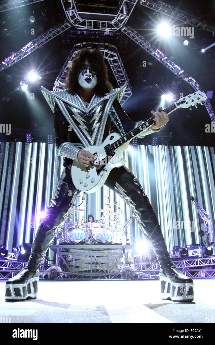 KISS performing live on stage at the Brisbane Entertainment Centre ...