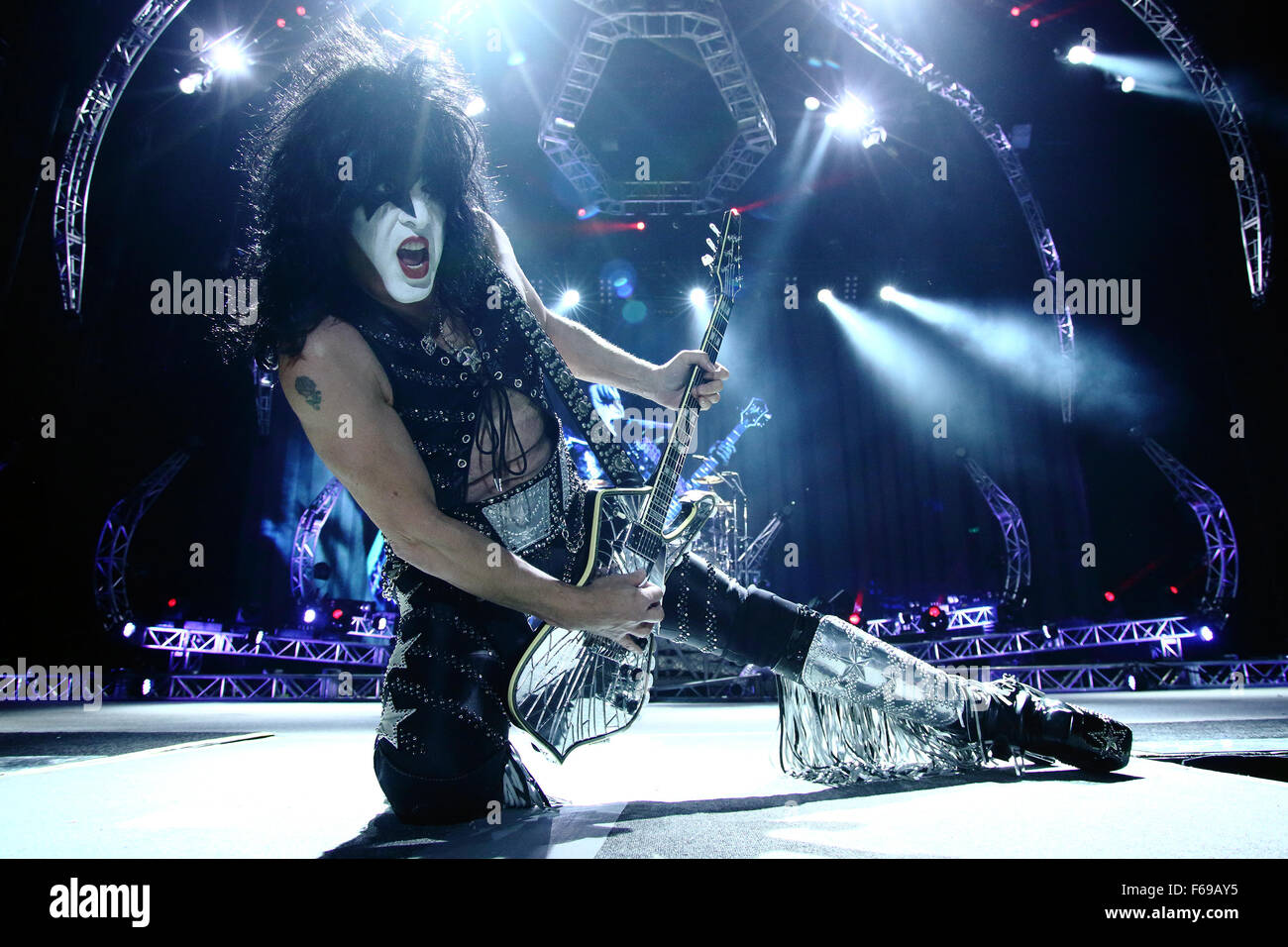 KISS performing live on stage at the Brisbane Entertainment Centre ...