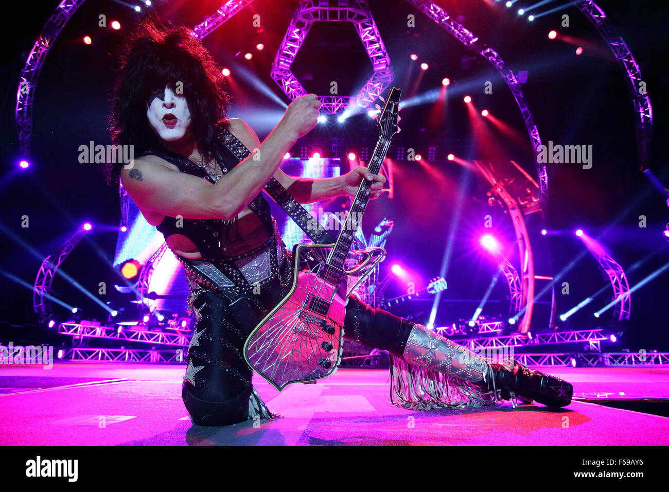 KISS performing live on stage at the Brisbane Entertainment Centre ...