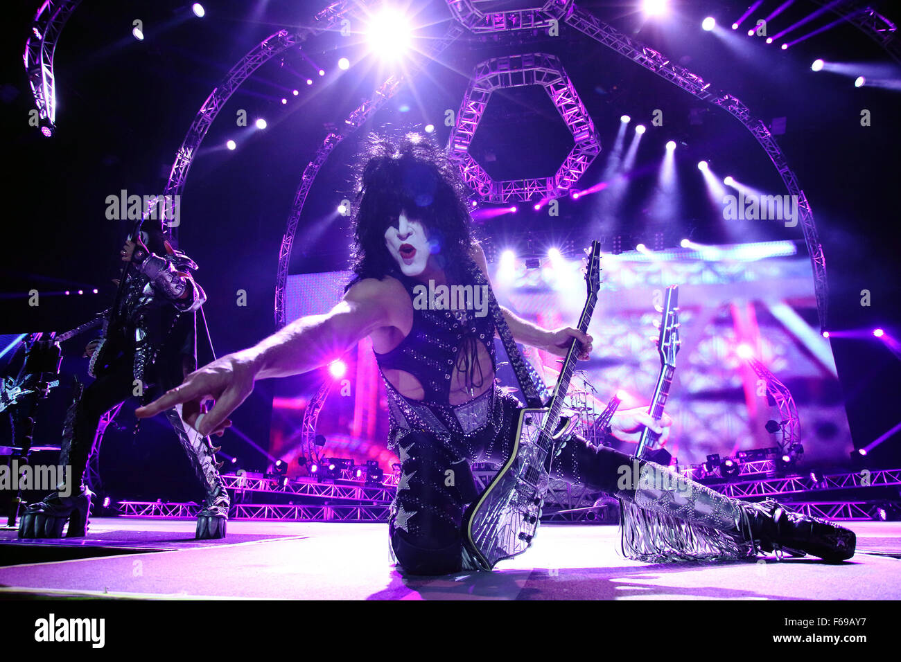 KISS performing live on stage at the Brisbane Entertainment Centre ...