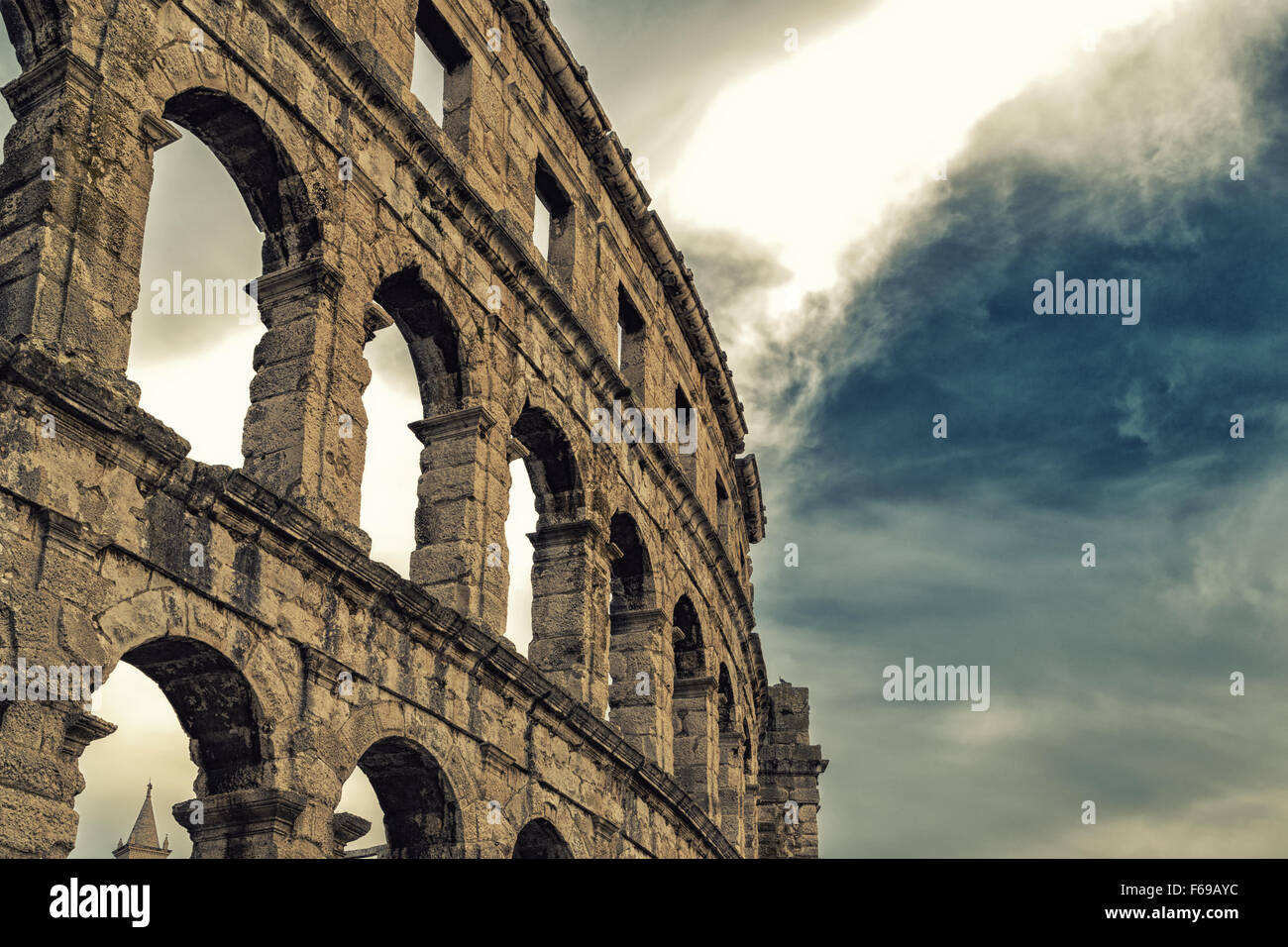 Architecture details of the Roman amphitheatre in Pula, Croatia, an ...