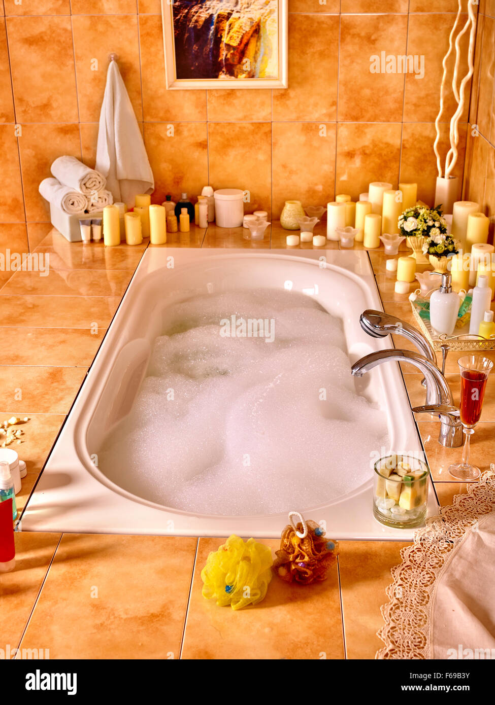 Relaxed female taking bath hi-res stock photography and images - Alamy