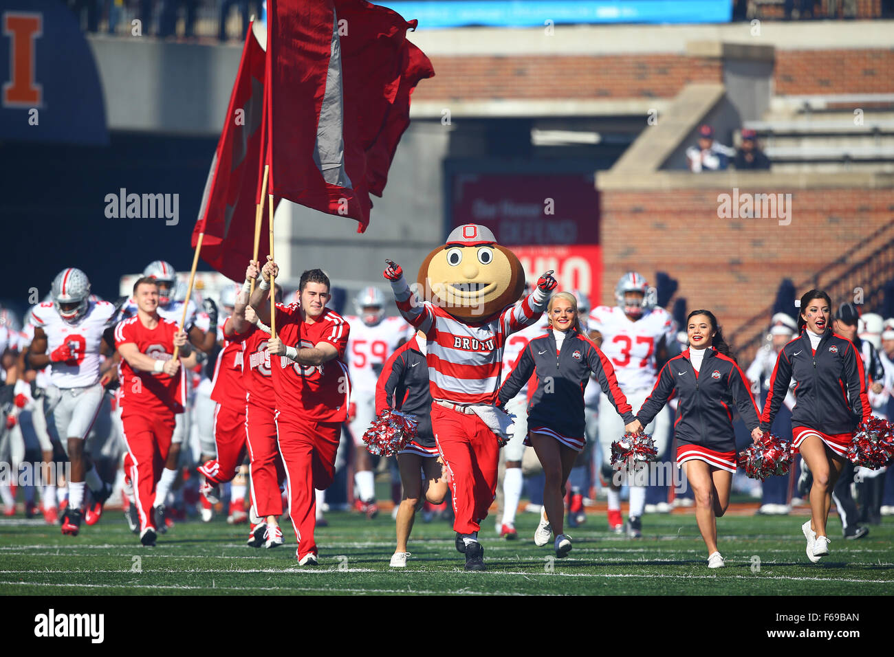 November, 14, 2015: The Ohio State Buckeyes mascot and cheerleaders ...