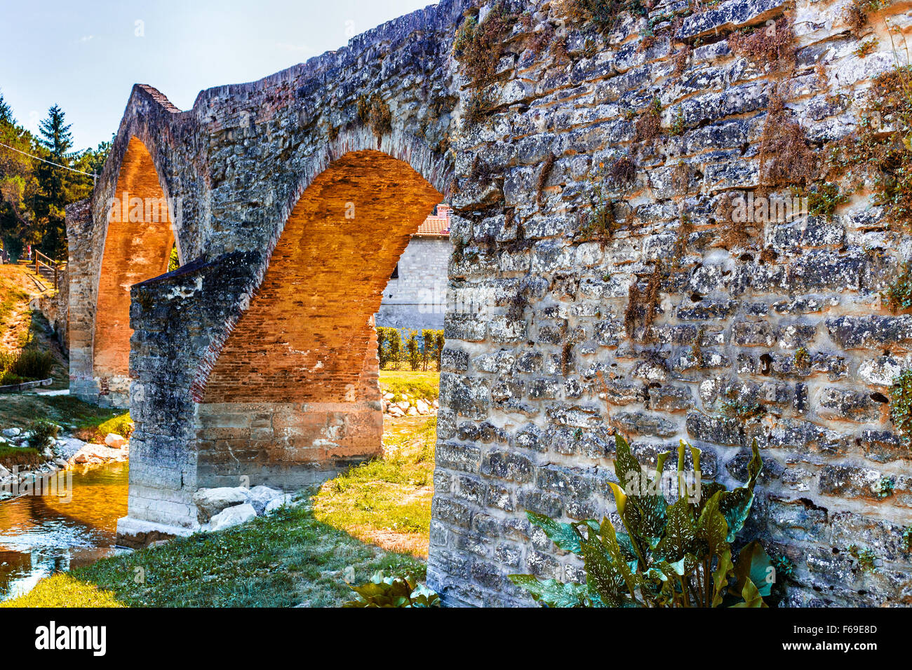 The humpback of bridge of San Donato in Modigliana in Italy reminds of ...