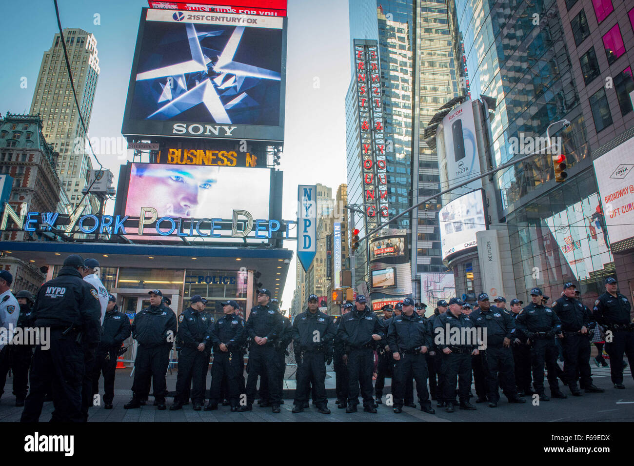 New York, NY, USA. 14th Nov, 2015. The NYPD on patrol in Times Square ...