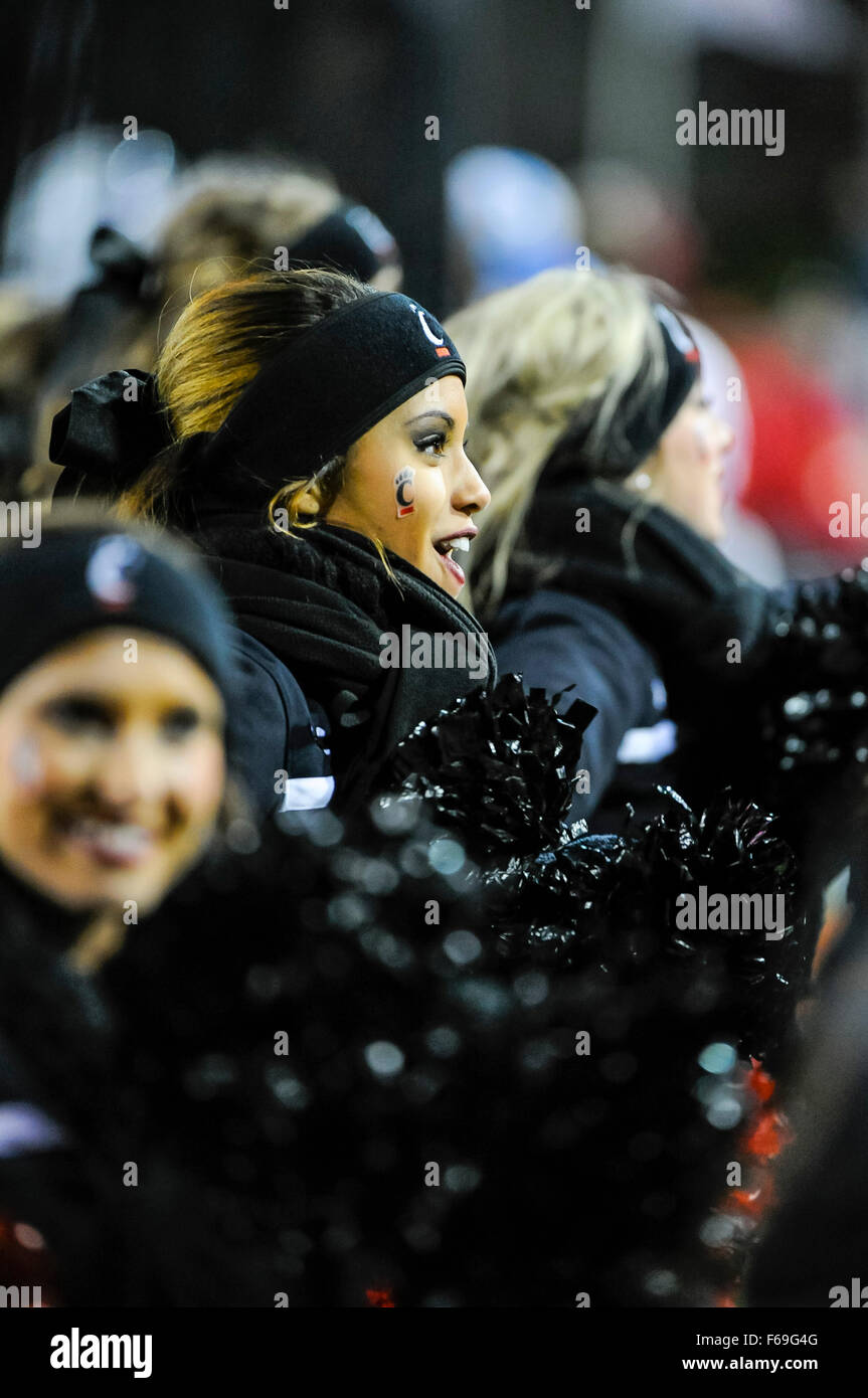 Cincinnati Bearcats cheerleader happy about the victory in the second ...