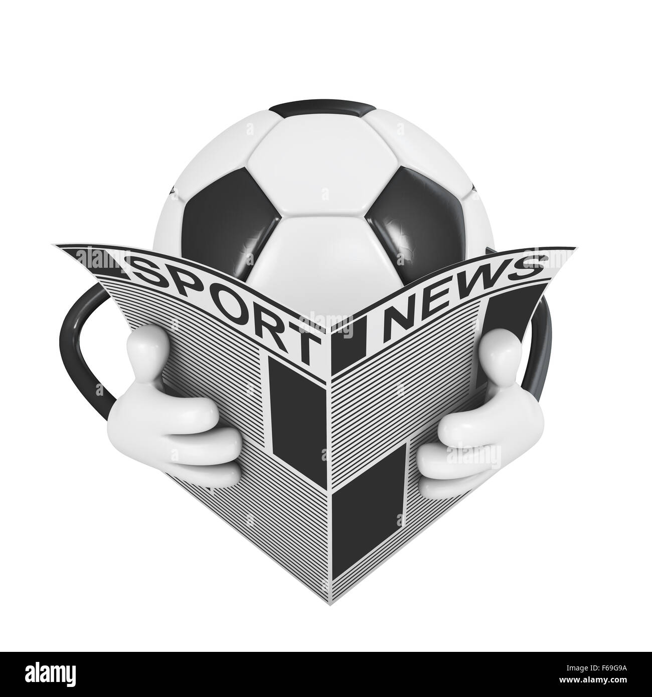 soccer ball reading a newspaper on a white background Stock Photo - Alamy