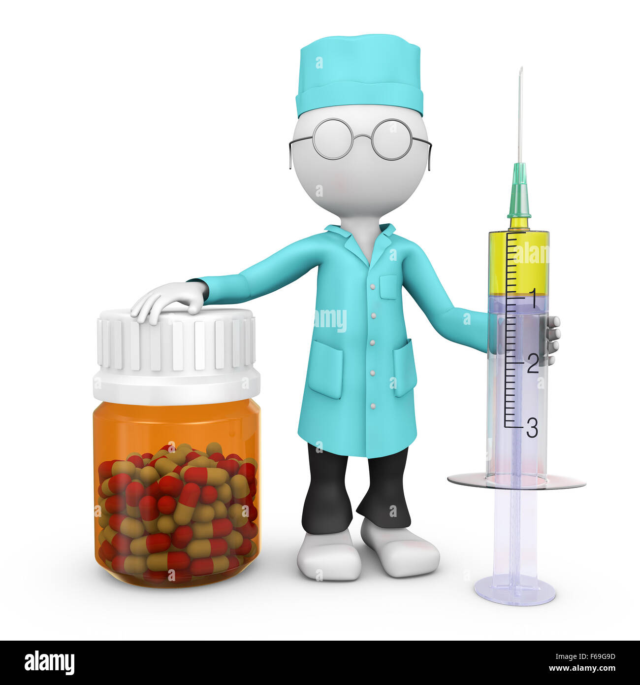Doctor bottle pills man Cut Out Stock Images & Pictures - Alamy