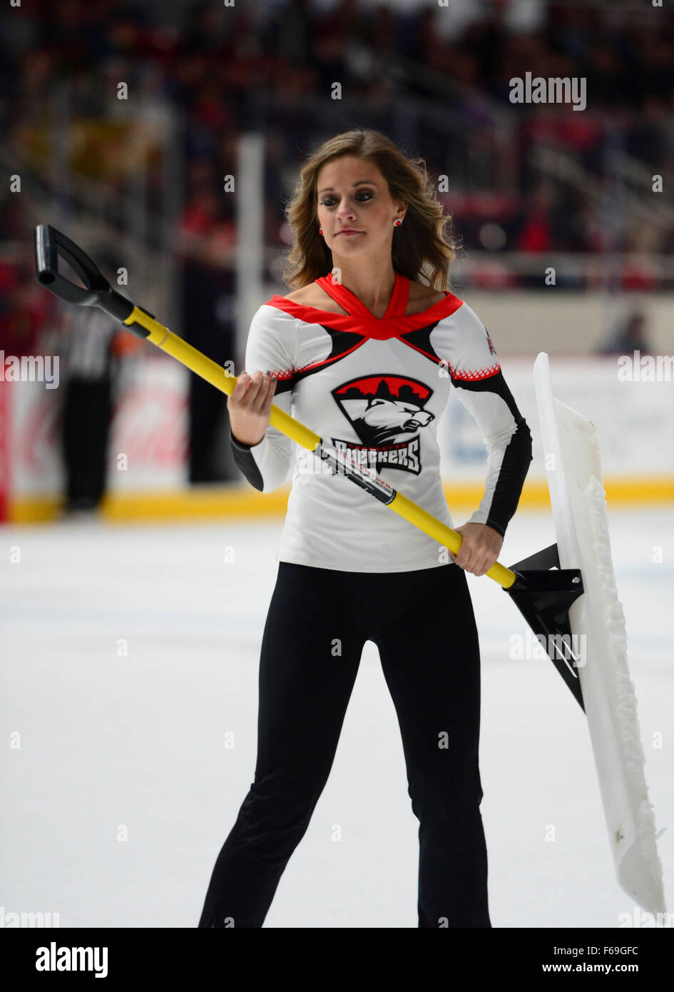 A Charlotte Checkers Ice Girl during the AHL game between the Milwaukee ...