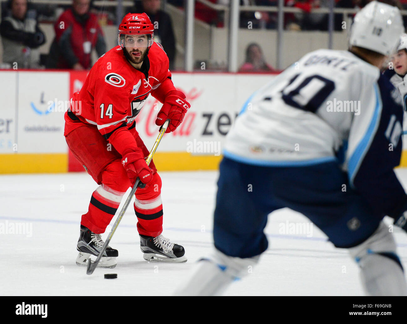 Charlotte Checkers Forward Justin Shugg (14) during the AHL game ...