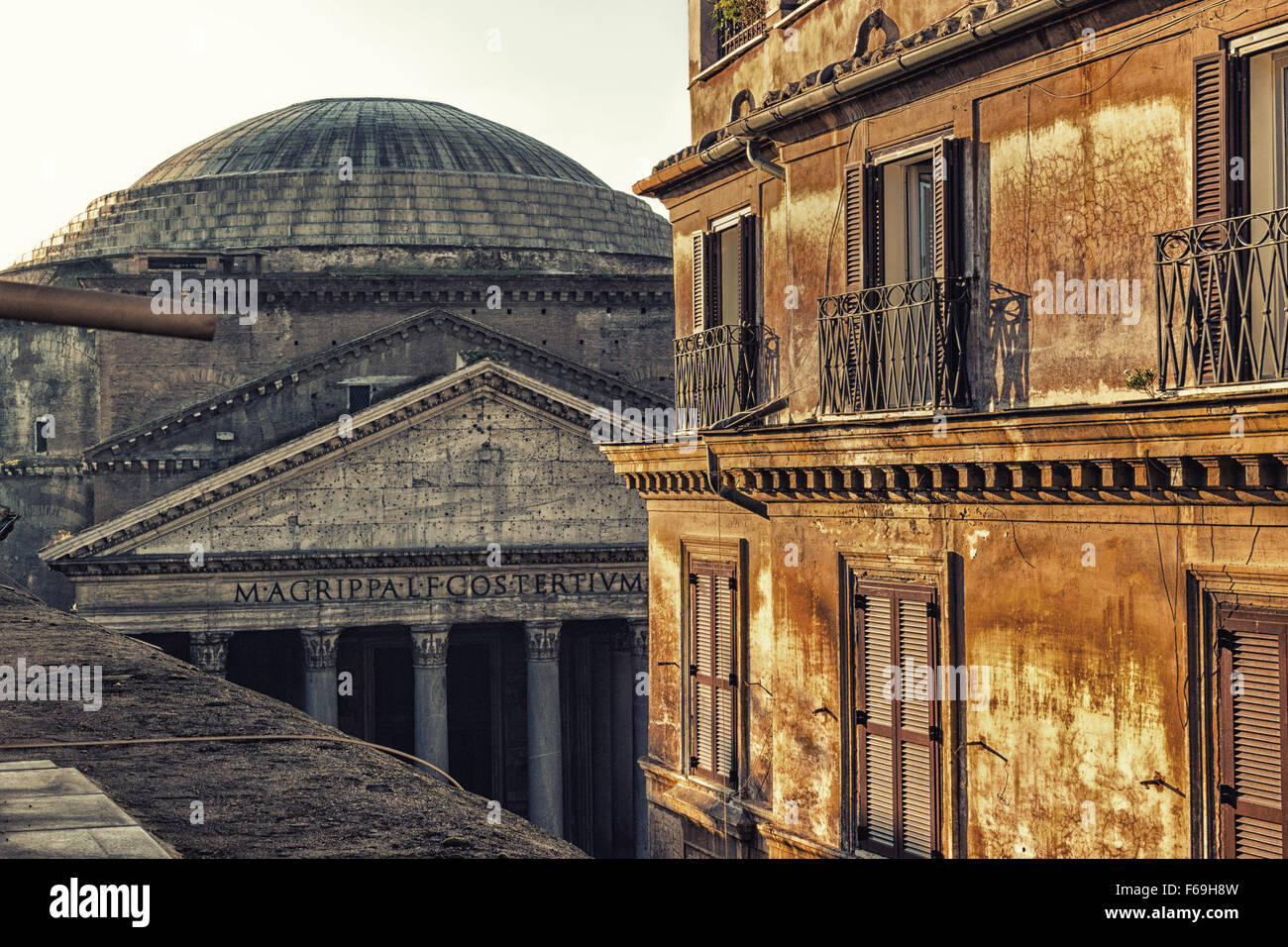 Windows of historical building in the center of Rome Stock Photo - Alamy
