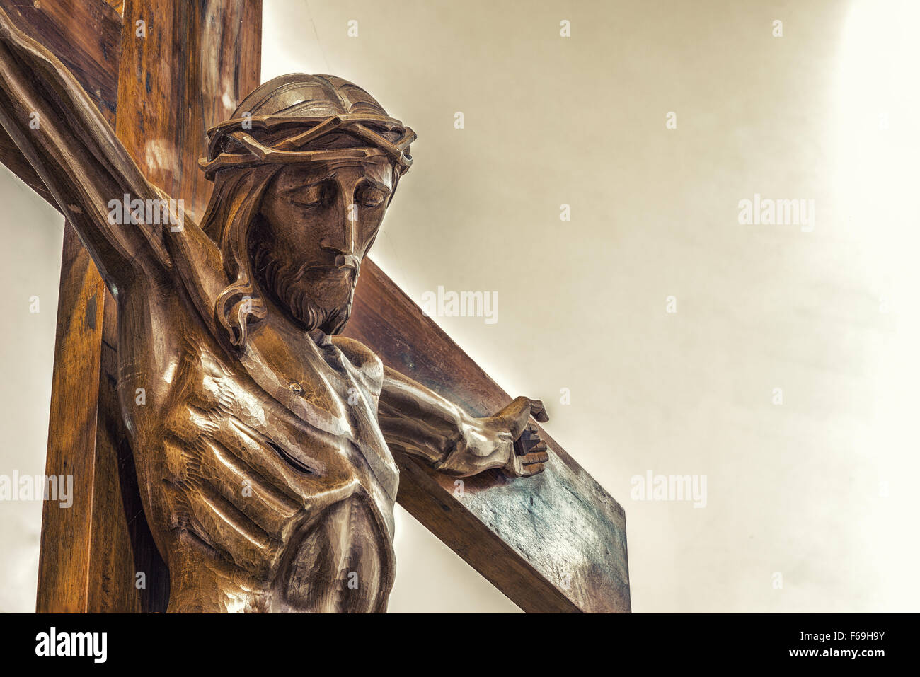 A wood carved statue of the Crucifixion of Jesus Christ Stock Photo - Alamy