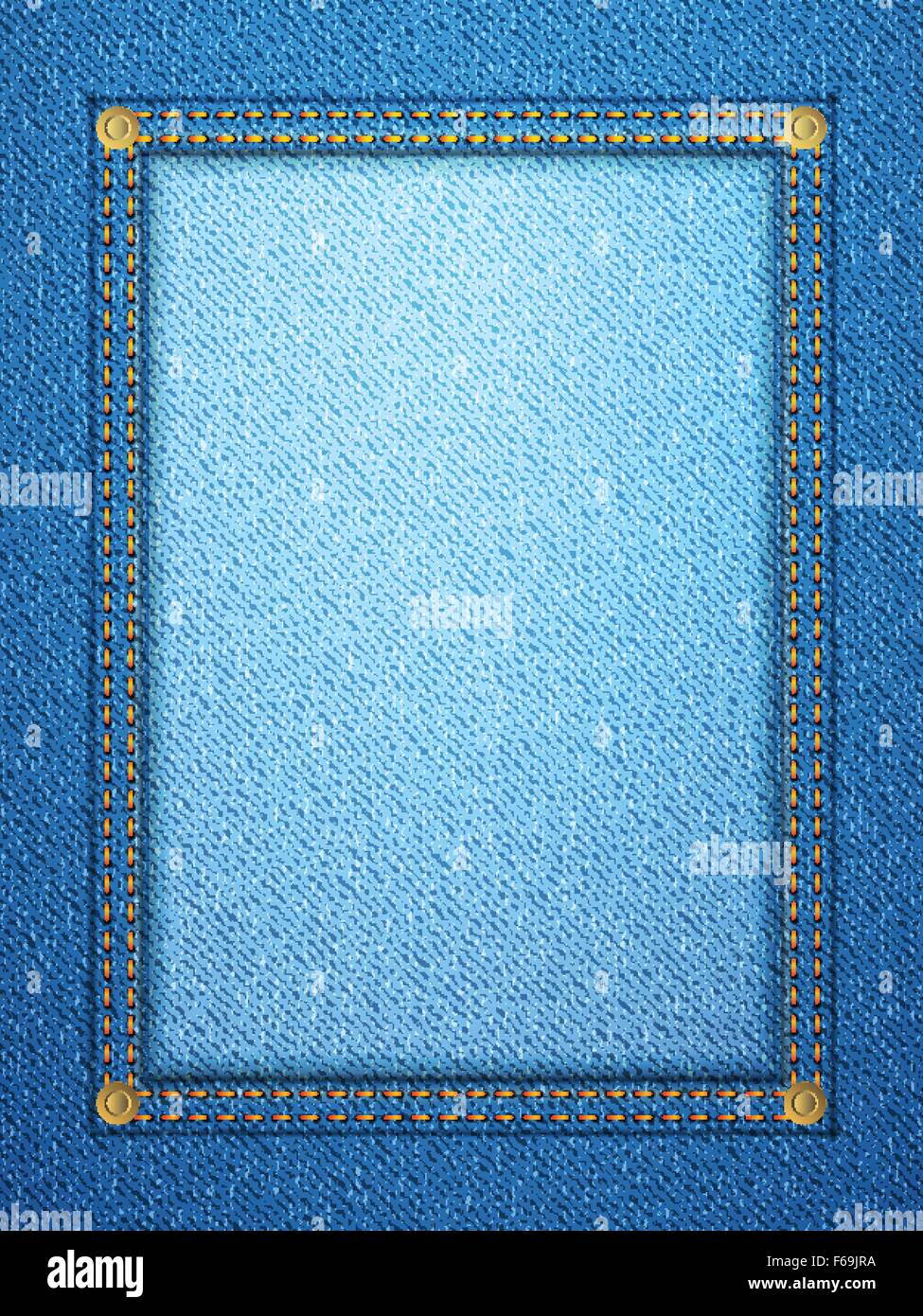 Blue denim frame with copy space. Vector illustration Stock Vector ...