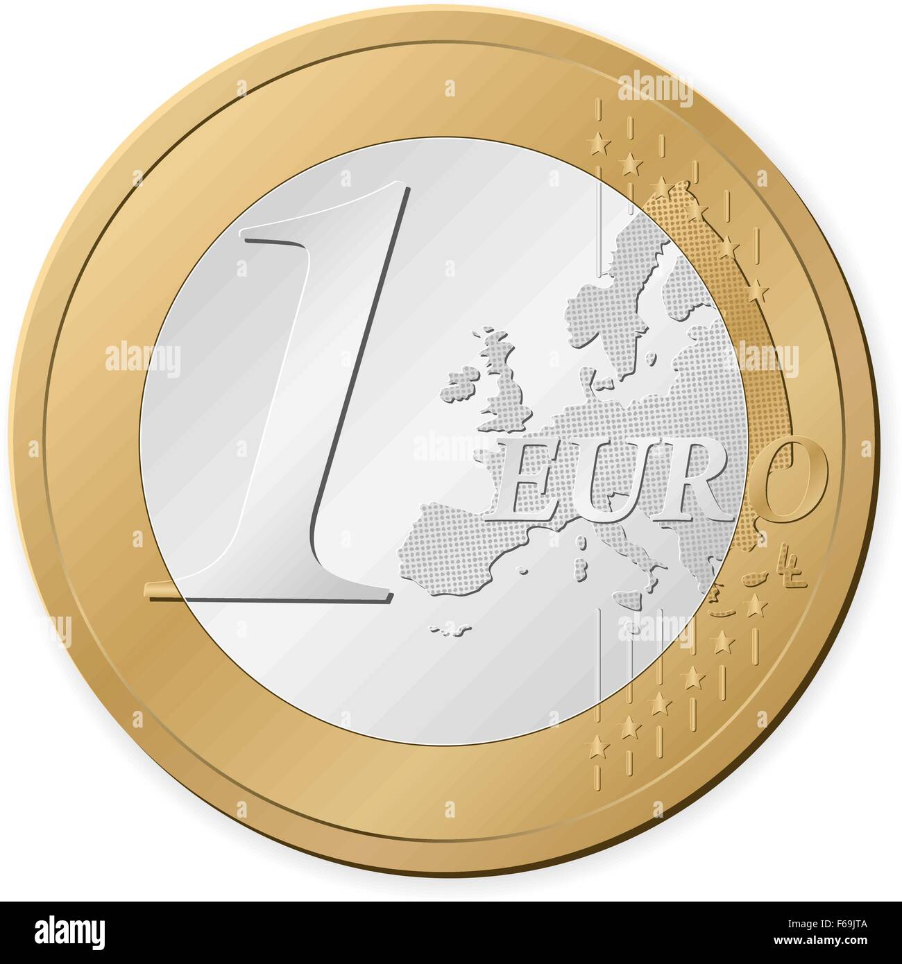 One euro coin isolated on a white background. Vector illustration Stock ...