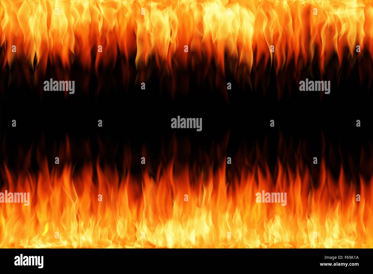 Fire flames isolated on black background. Highly detailed illustration ...