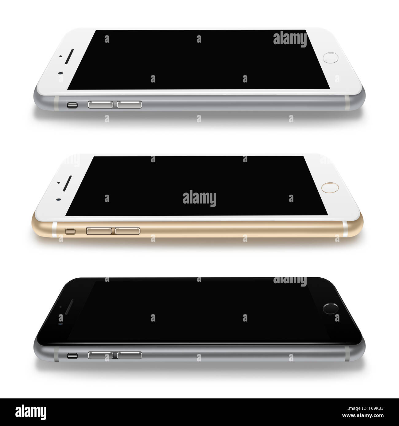 Mobile phones realistic smartphones with black screen and shadows ...